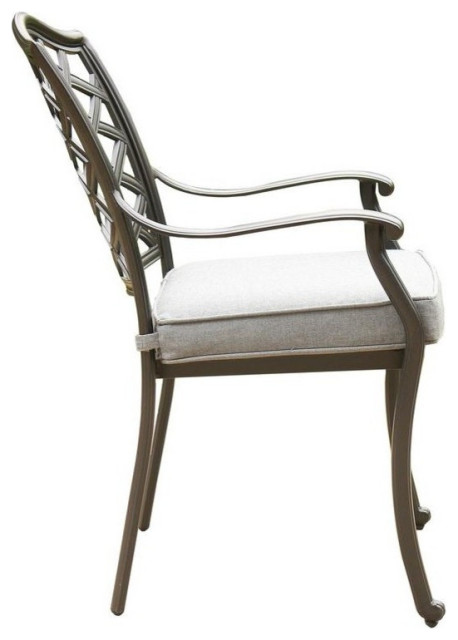 Fletcher Aluminum Dining Arm Chair With Cushion, Set of 2 - Traditional ...