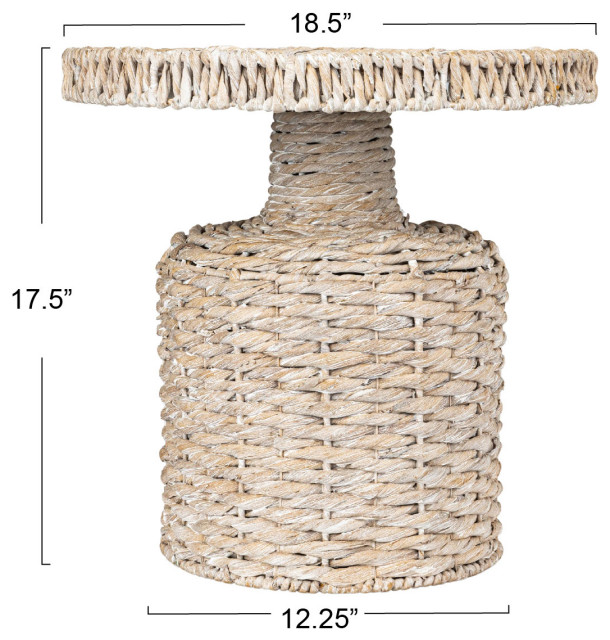Hand-Woven Water Hyacinth Table, Whitewashed - Tropical - Side Tables ...