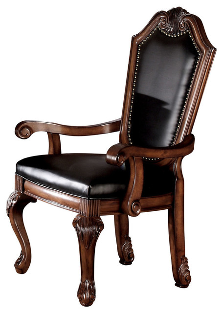 ACME Chateau De Ville Arm Chairs With Black PU, Set of 2, 10039 ...