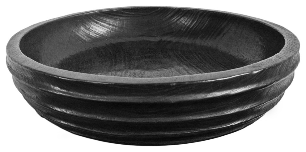 Java Ebony Wood Carved Bowl - Transitional - Decorative Bowls - by ...