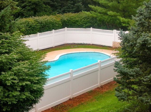 White Vinyl Pool Privacy Fence - Traditional - Pool - Philadelphia - by ...
