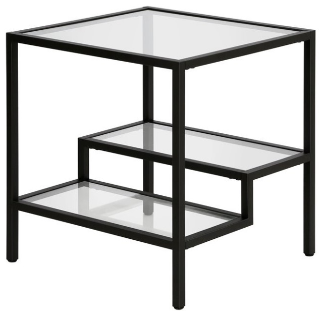 Henn&Hart 20" Blackened Bronze Metal/Glass Side Table - Transitional ...