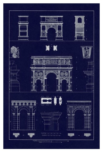 "Arches and Arcades (Blueprint)" Digital Paper Print by J. Buhlmann, 14 ...