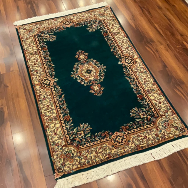 Kaoud Rugs 3X5 Rectangle Dark Green Kerman Area Rug - Traditional ...
