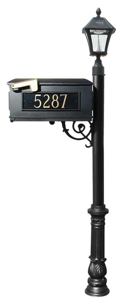 Mailbox Post System With Bayview Solar Lamp, 3 Address Plates And ...