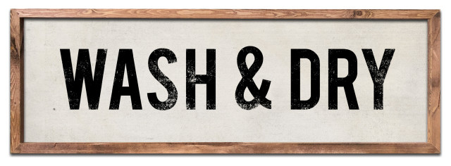 Wash and Dry Farmhouse Sign on Hand Painted Wood, 12x36 - Contemporary ...