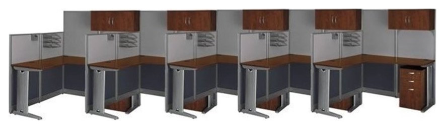 Bush Business Furniture Office-in-an-Hour Hansen Cherry Cubicles for 5 ...