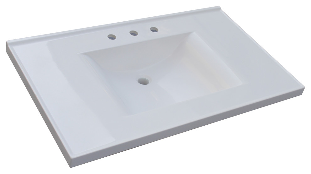 Premier Wave Bowl Cultured Marble Vanity Top, 37"x22", 37"x22 ...