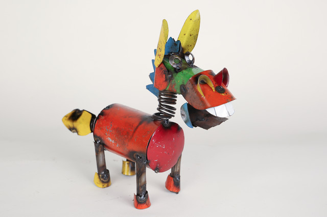 Recycled Metal Springy Donkey, Mini - Contemporary - Garden Statues And ...
