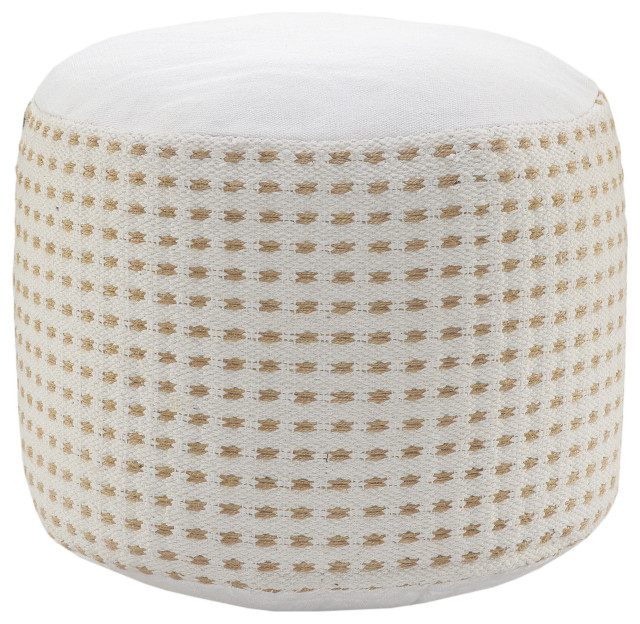 Handcrafted Dashing Geometric Natural Jute Pouf - Beach Style - Floor Pillows And Poufs - by LR ...