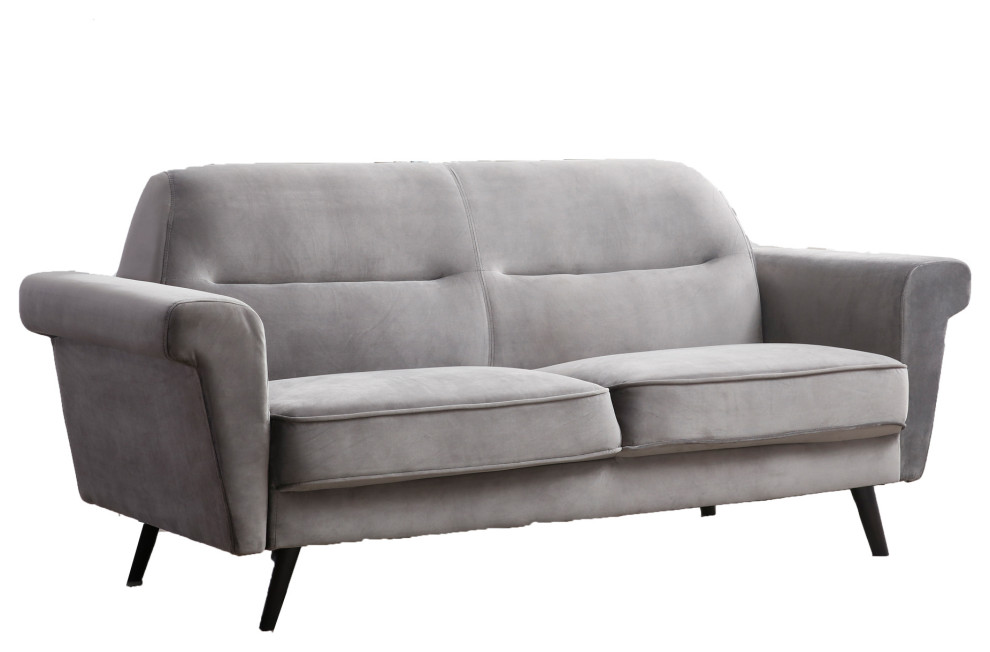 Fabric Upholstered Sofa with Key Arms and Canonical Legs, Dark Gray ...