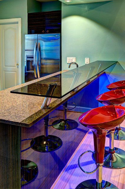 Modern Floating Glass Bar Design in Ashburn, VA - Modern - Basement ...