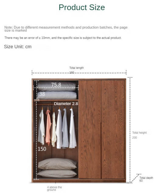 Oak Solid Wood Wardrobe Sliding Door, 1.2-Meter Sliding Door Wardrobe ...