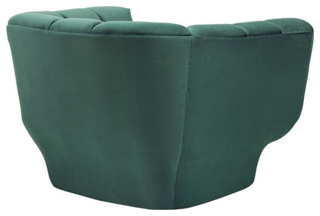 Pemberly Row Vertical Channel Tufted Velvet Armchair in Green ...