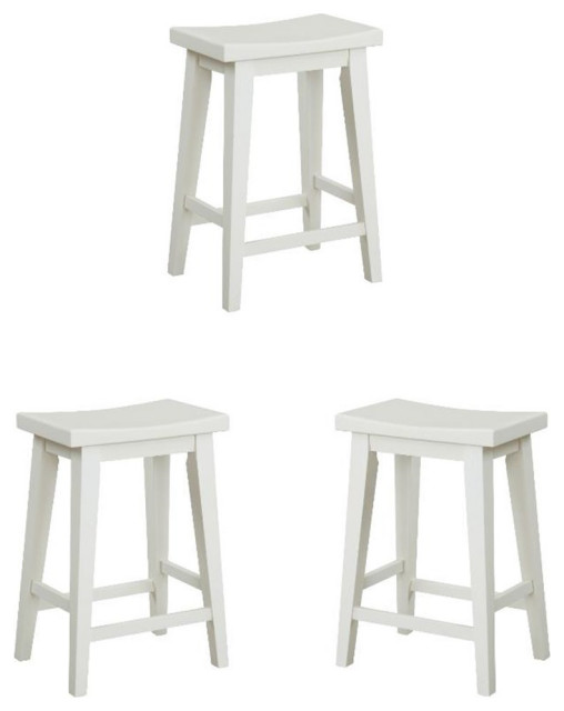 Home Square Modern Cotton Counter Stool in White Finish- Set of 2, 3 ...