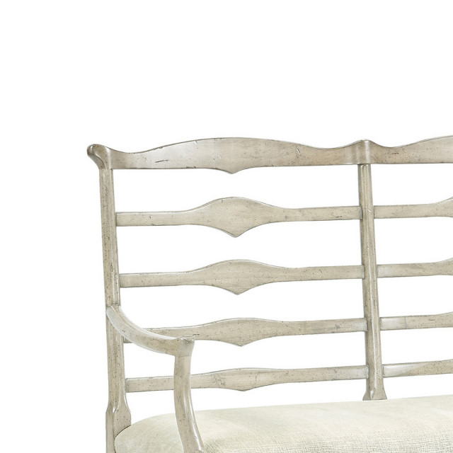 Country Ladder Back Whitewash Bench - French Country - Accent And ...