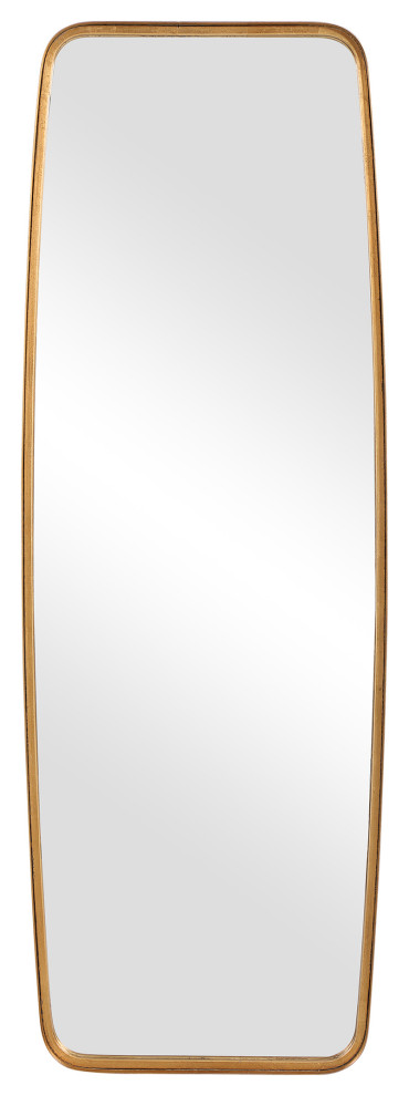 Rounded Corner Rectangular Wall Mirror, Gold Leaf Finish - Contemporary ...