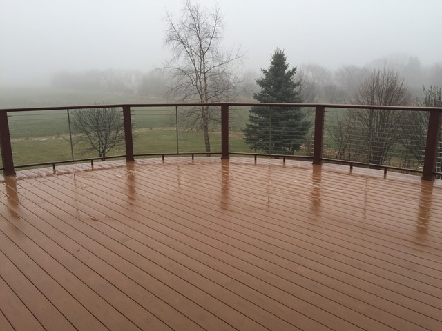 Oconomowoc Radius Timbertech deck with Azek cable railing system ...