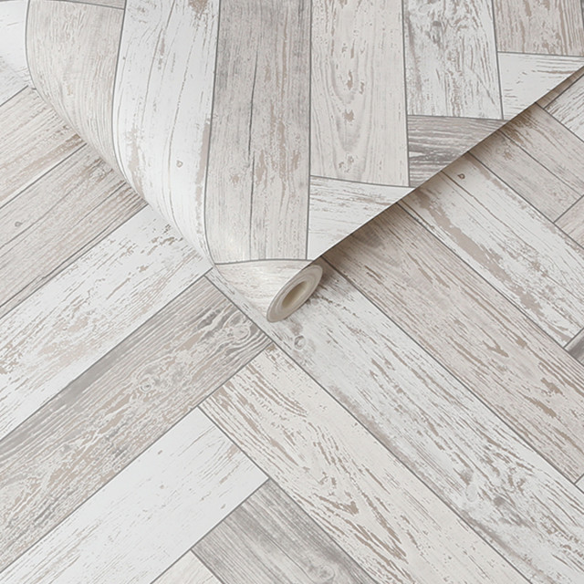 Rustic Parquet Natural and Gold Wallpaper - Farmhouse - Wallpaper - by ...