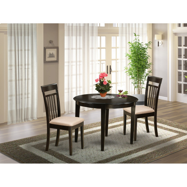 3-Piece Kitchen Nook Dining Set, Round Table and 2 Dining Chairs ...