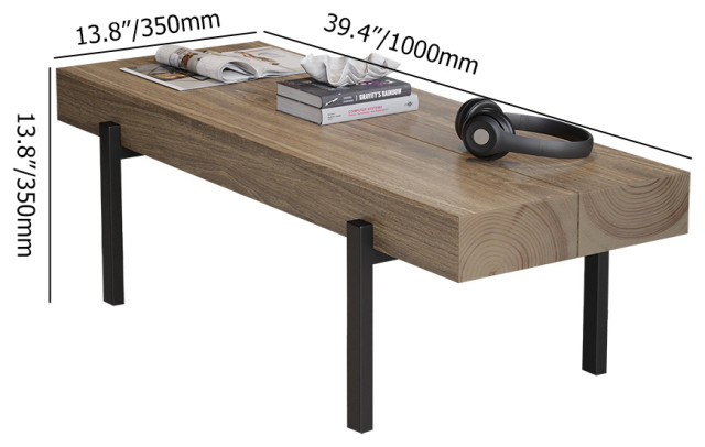 39" Rustic Rectangular Coffee Table, Small/Narrow - Industrial - Coffee ...