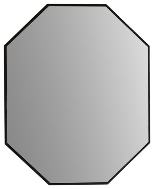 Octagon Metal Frame Mirror, Matte Black - Transitional - Bathroom ...