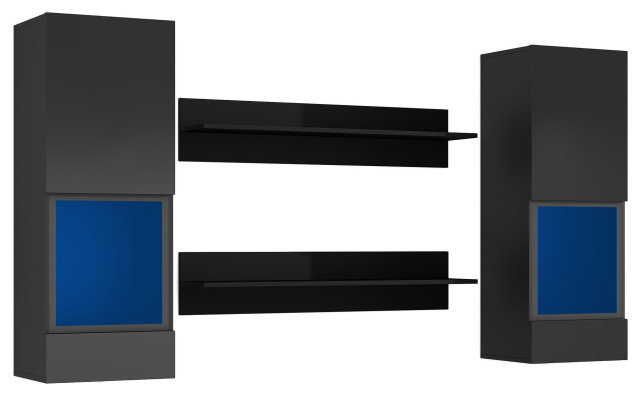 41" Tall Wood Wall Mount Media Storage Cabinets with 2 Shelves ...