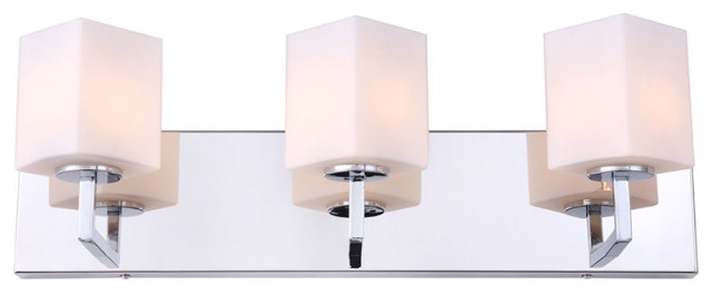 Woodbridge Lighting Candice 3Lt Glass Bath Light in Chrome/Opal Square ...