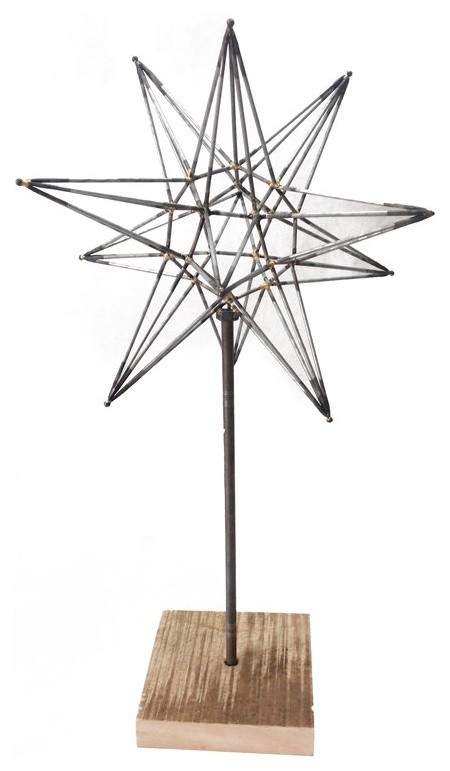 A&B Home 20" Metal Star Sculpture On Wood Stand - Contemporary ...