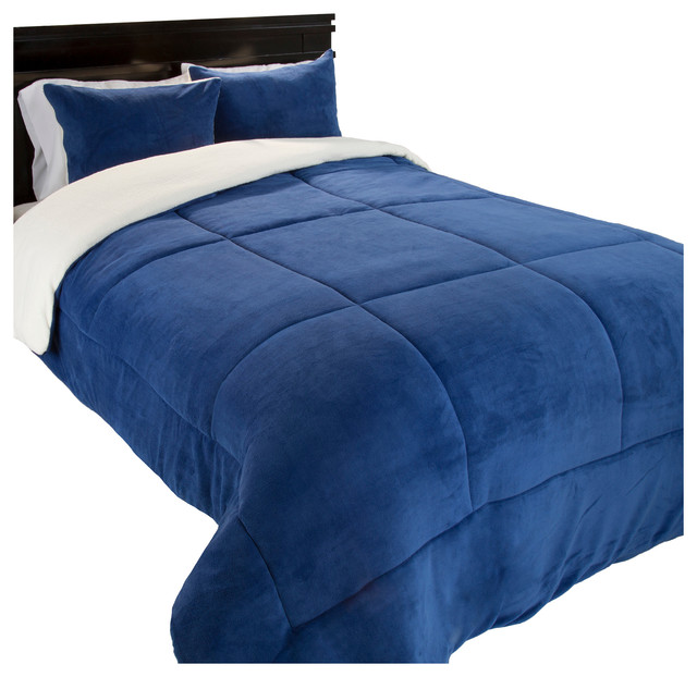 Sherpa Fleece Comforter Set By Lavish Home Traditional Comforters