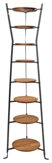 Handcrafted 8-Tier Hourglass Cookware Stand w Alder Shelves Hammered ...