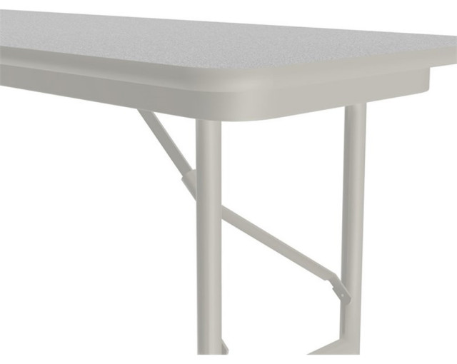 UrbanPro 18"W x 48"D Metal & Wood Folding Table in Gray Granite ...