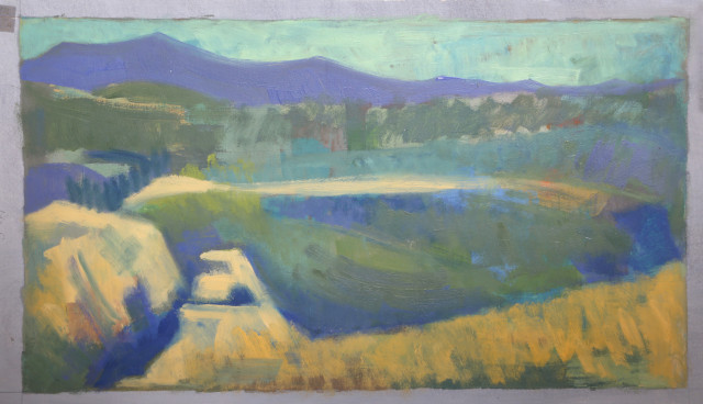 Paysage de Montagne, Laurent Marcel Salinas, 18x10.5 - Contemporary ...