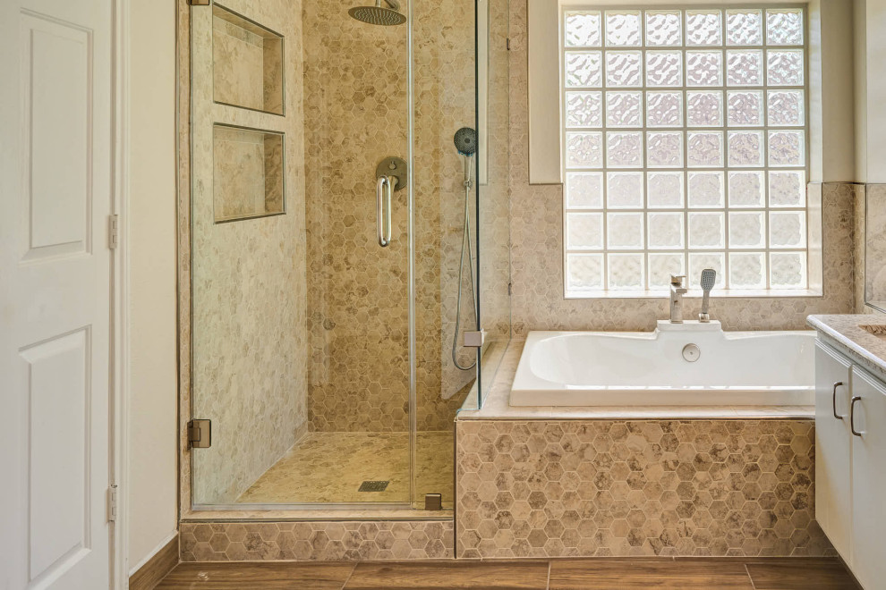 Marble'ed Master Bathroom at Woodforest - Modern - Bathroom - Houston ...