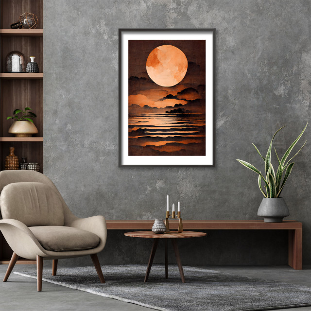 Full Moon Framed Print Wall Art by Treechild, 32"x48" - Contemporary ...