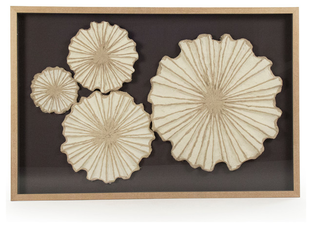 Abstract Paper Framed Art, Paper on Black Background in Tan Frame ...