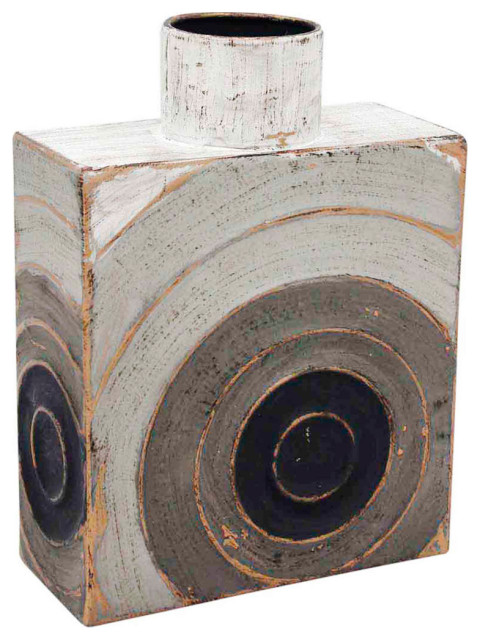 Sagebrook Home Gray Metal Box Vase 9.5" - Farmhouse - Vases - by Uber ...