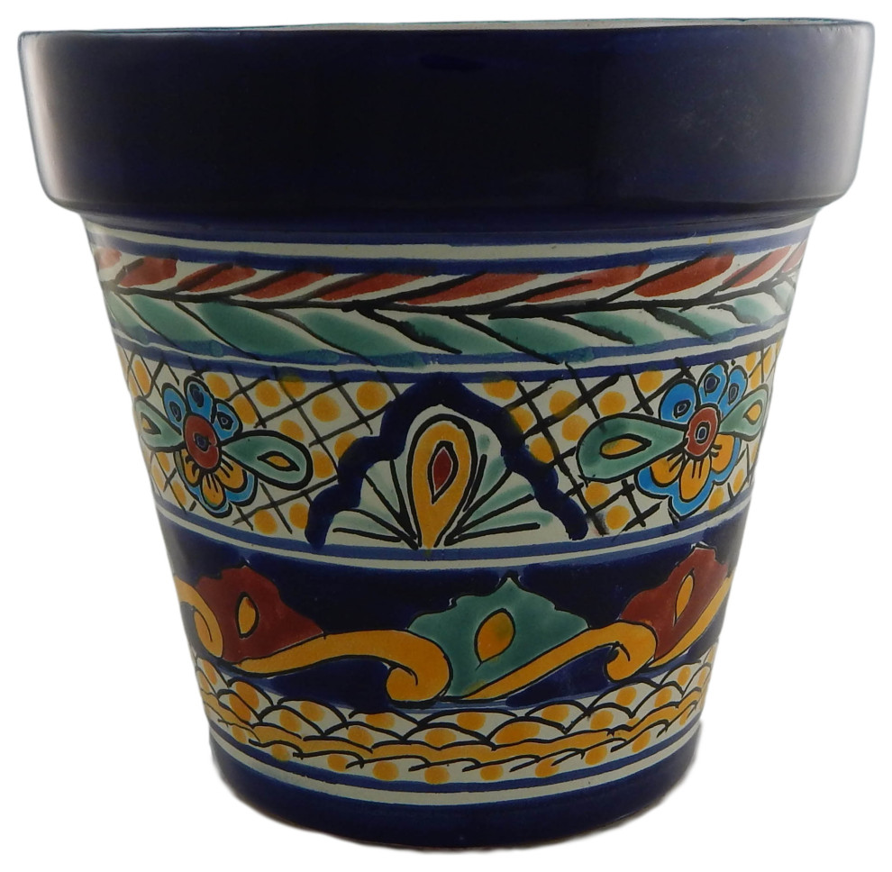 Mexican Ceramic Flower Pot Planter Folk Art Pottery Handmade Talavera ...