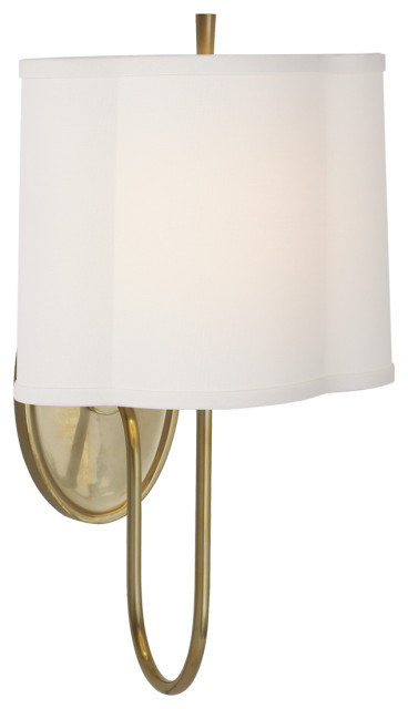 Simple Scallop Wall Sconce in Bronze with Linen Shade - Transitional ...