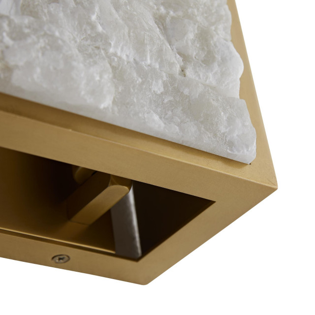 Watercrest Wall Sconce, 2-Light, Snow Marble, Antique Brass, 7"H (49333 ...