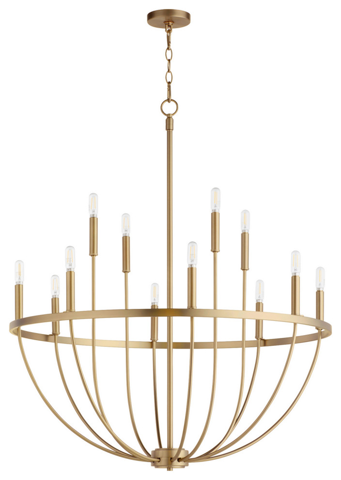Tribute Transitional Chandelier, Aged Brass - Transitional ...