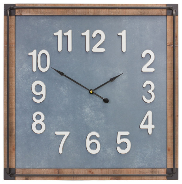 Wood Framed uare Wall Clock 23.5" - Industrial - Wall Clocks - by ...