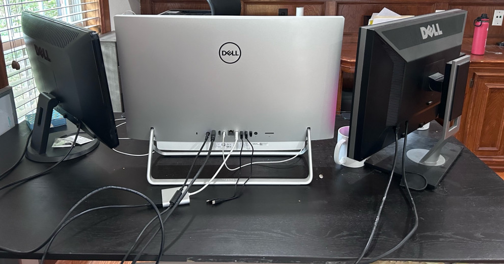 hide monitor cords on desk