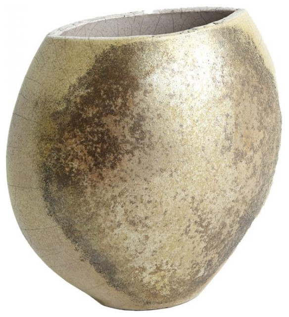 Golden Raku Flat Round Vase - Contemporary - Vases - by Lighting ...