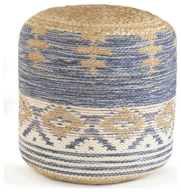 Geometric Natural Jute Pouf - Beach Style - Floor Pillows And Poufs - by LR Home | Houzz
