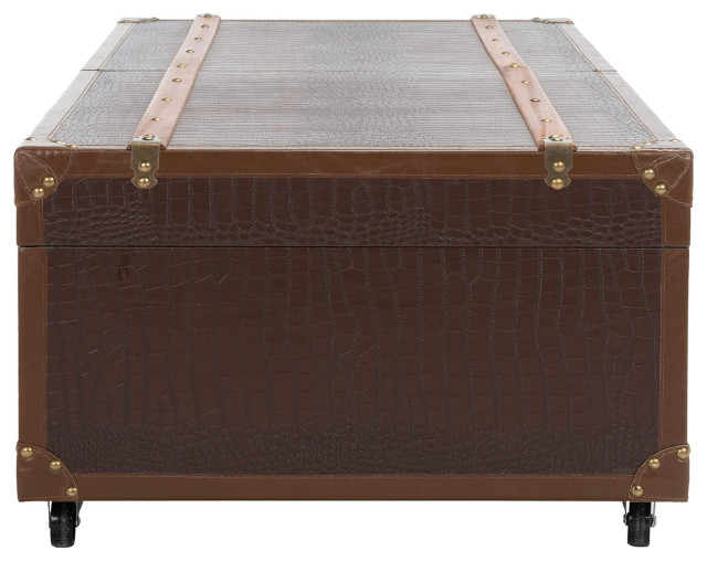 Contemporary Coffee Table, Storage Trunk Design With Faux Leather ...