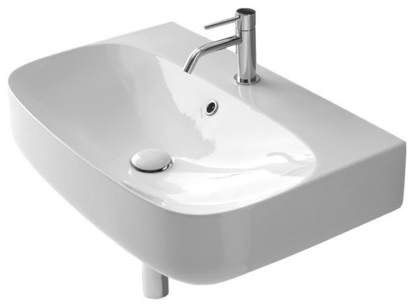 Round White Ceramic Wall Mounted Sink - Contemporary - Bathroom Sinks ...