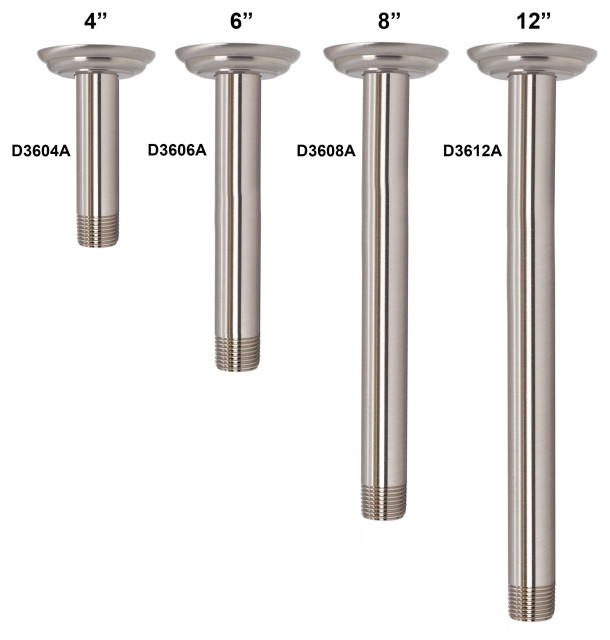 1/2" Ips X 4" Ceiling Mounted Shower Arm With Flange In Polished Brass ...
