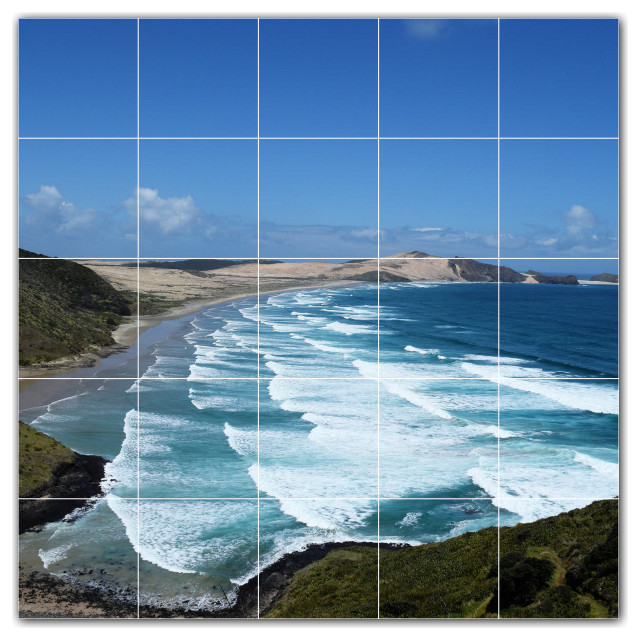 Waves Ceramic Tile Wall Mural HZ501156, 30" Wide x 30" High - Beach ...