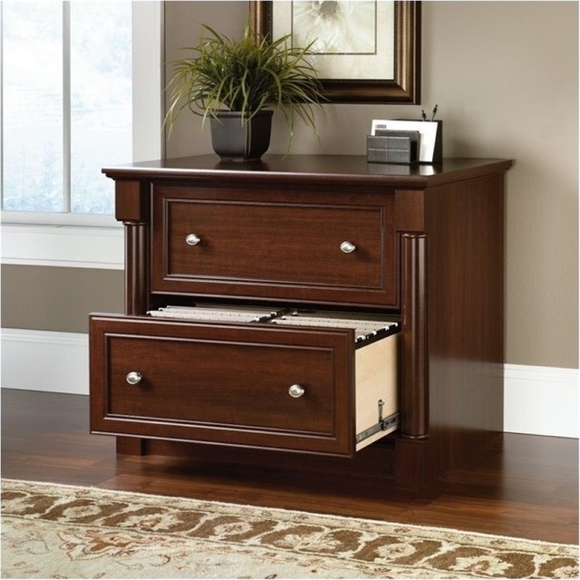 Bowery Hill 2Drawers Lateral Cherry Engineered Wood Filing Cabinet Easy Assembly - Transitional ...